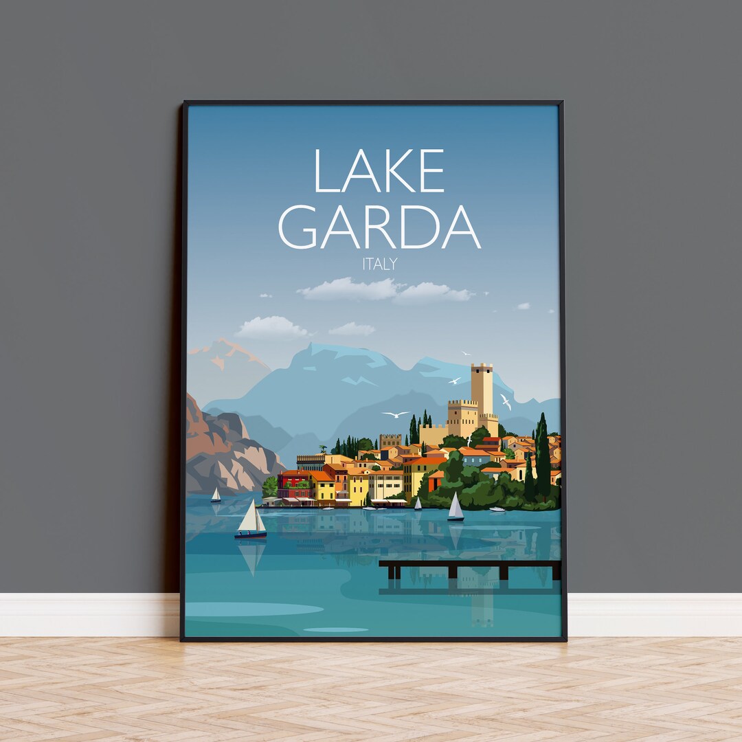 Lake Garda Travel Poster Wall Art, Travel Print of Lake Garda, Lake ...