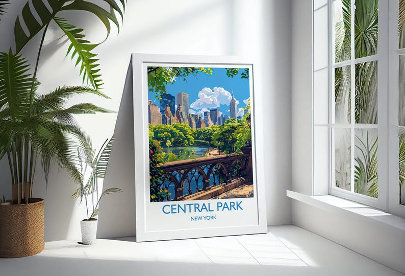 Central Park New York Travel Print Wall Art, Travel Poster of Central ...