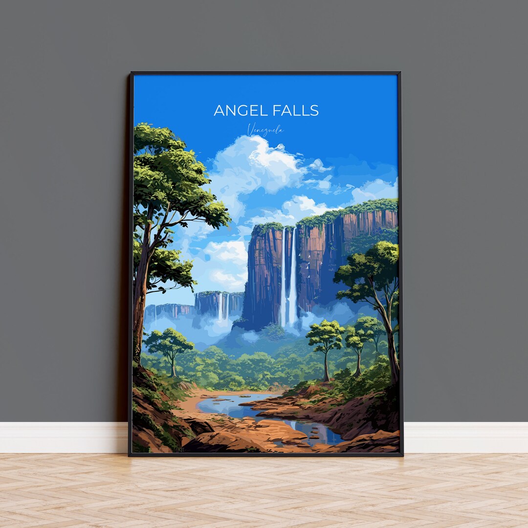 Angel Falls Print, Travel Poster of Angel Falls, Venezuela Art, Angel ...
