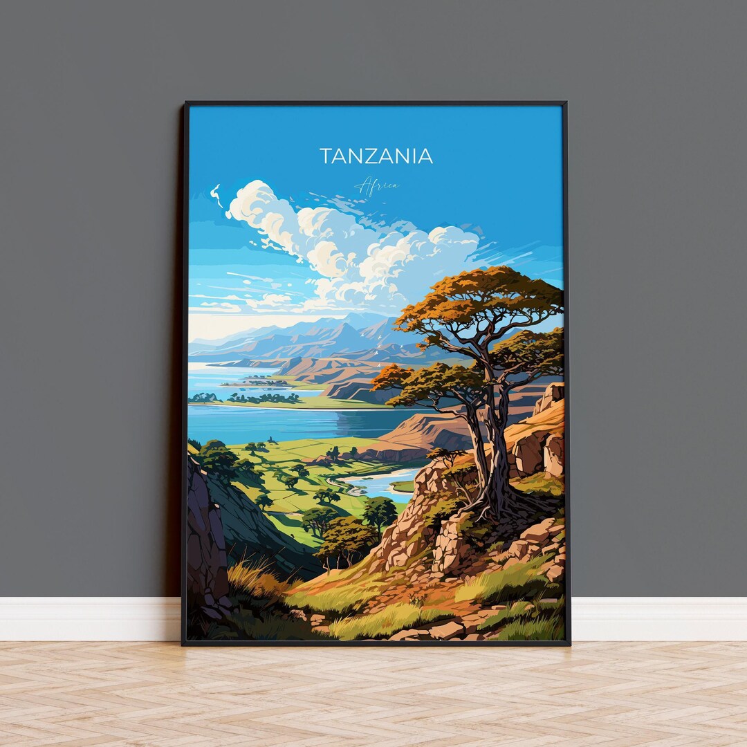 Tanzania Travel Print, Travel Poster of Tanzania, Tanzania Gift ...