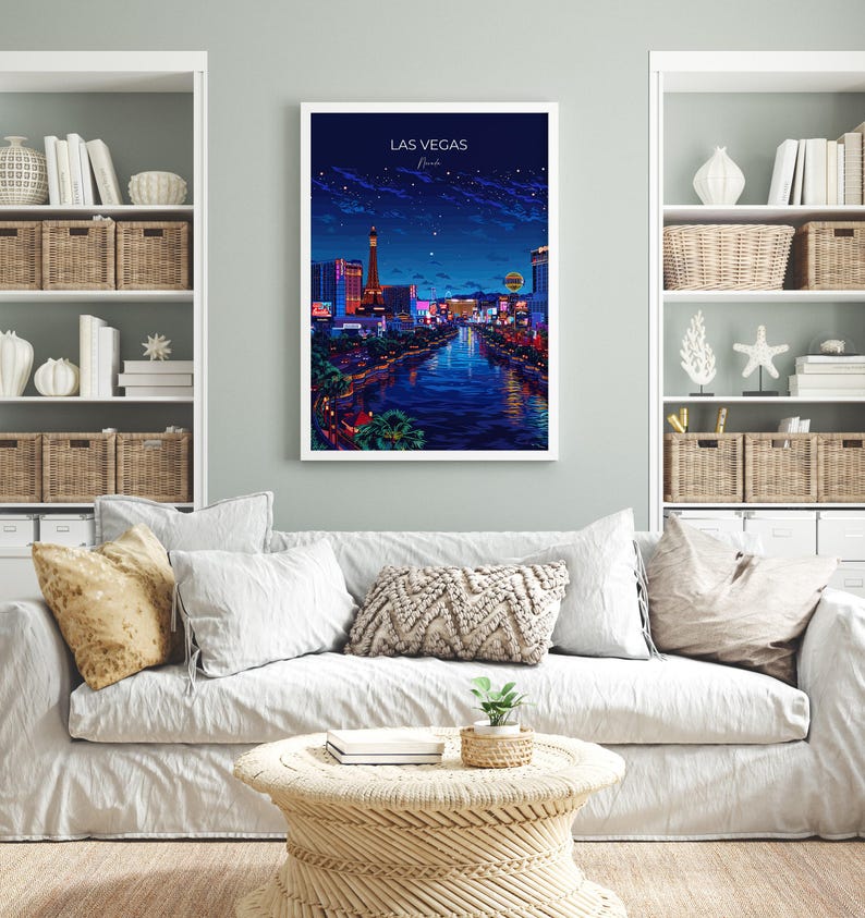 Las Vegas Travel Poster, Travel Print of Las Vegas, Nevada, Las Vegas ...