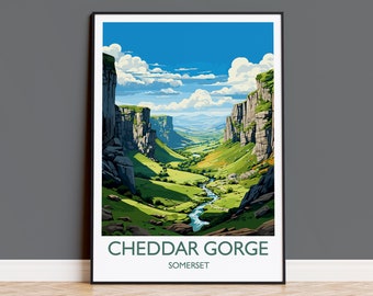 Cheddar Gorge, SOMERSET: Hand Signed Art Print, Travel Poster unframed ...