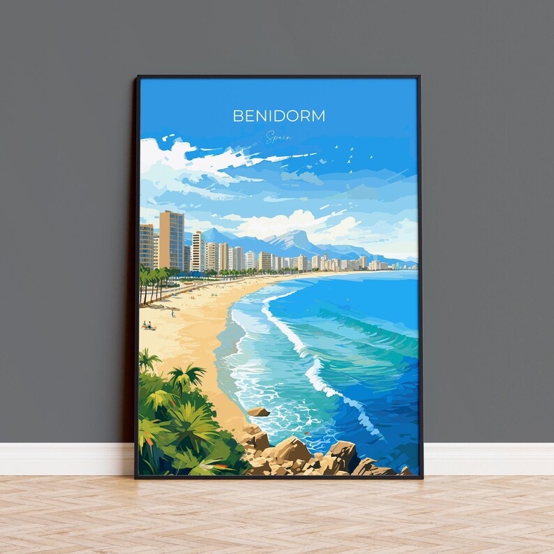 Benidorm Travel Print Wall Art, Travel Poster of Benidorm, Spain ...