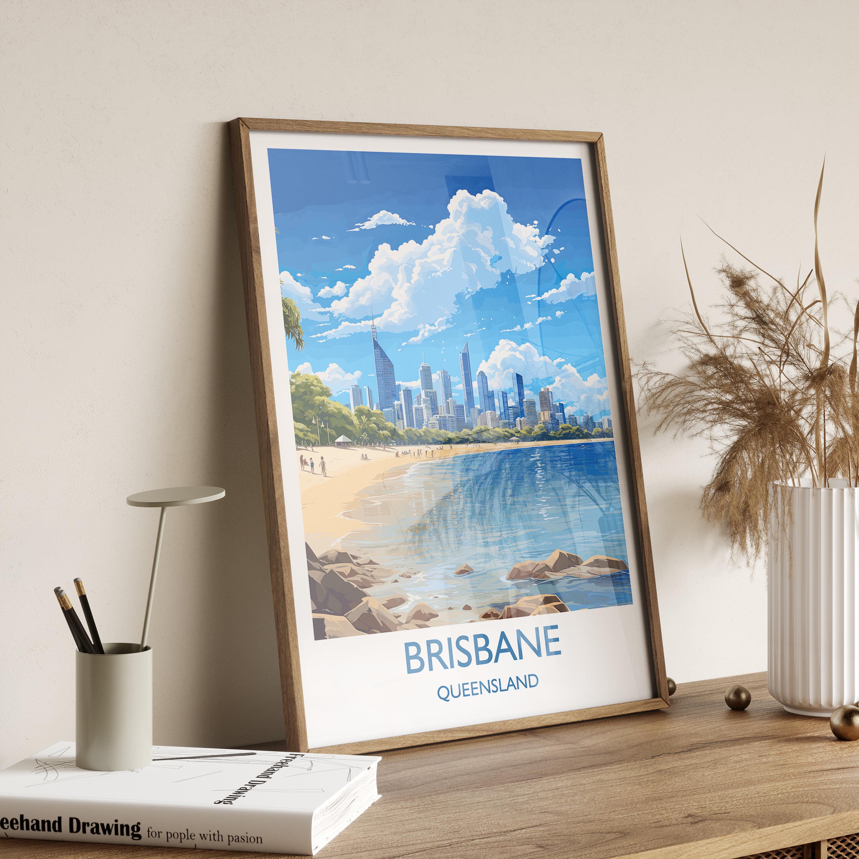 Brisbane Travel Print, Travel Poster of Brisbane , Queensland Art ...