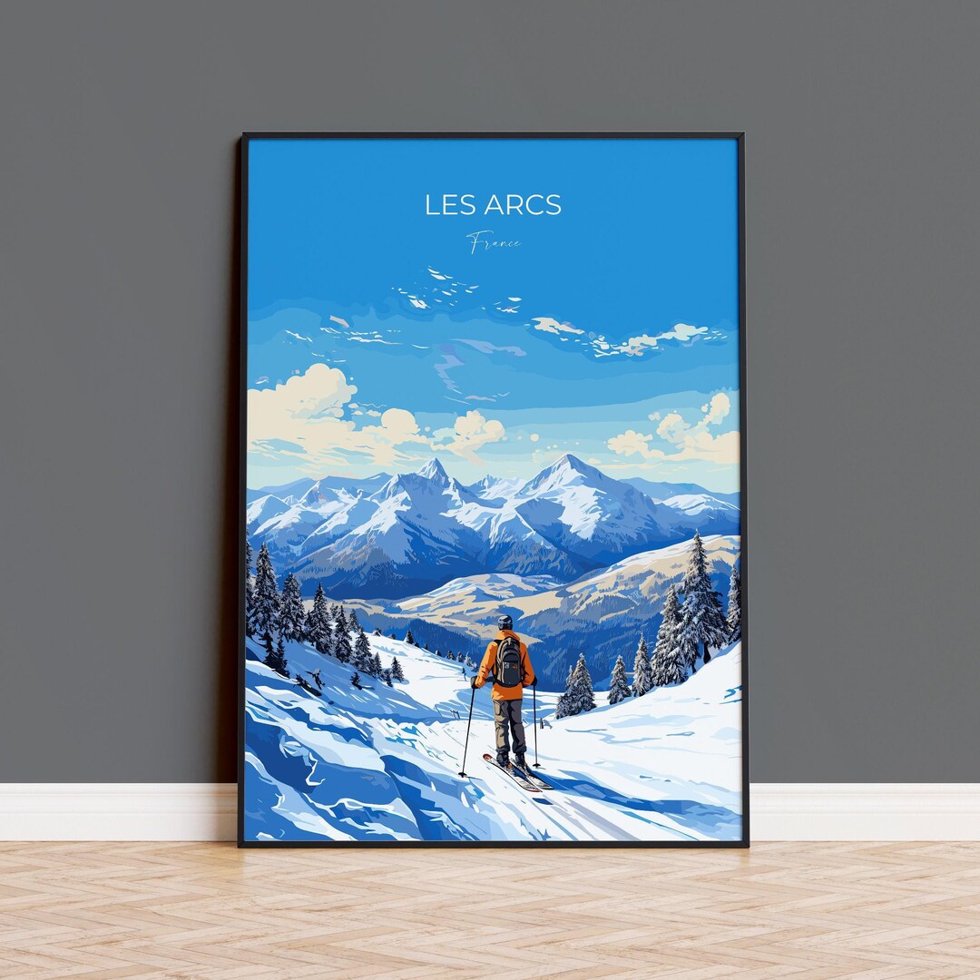 Les Arcs Wall Art Travel Poster, Travel Print of Les Arcs , Ski Poster ...