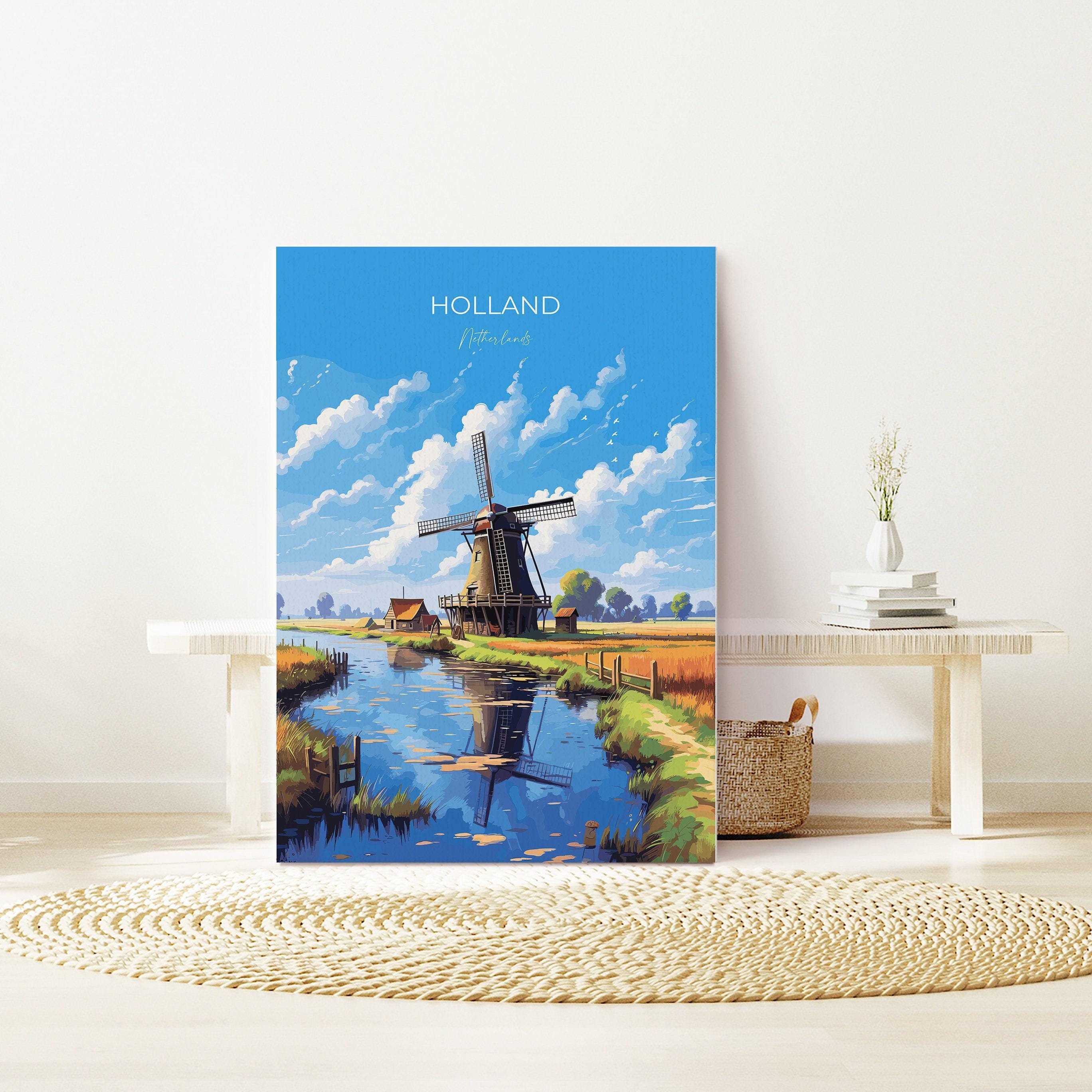Holland Travel Poster, Travel Print of Holland, Netherlands, Dutch Art ...