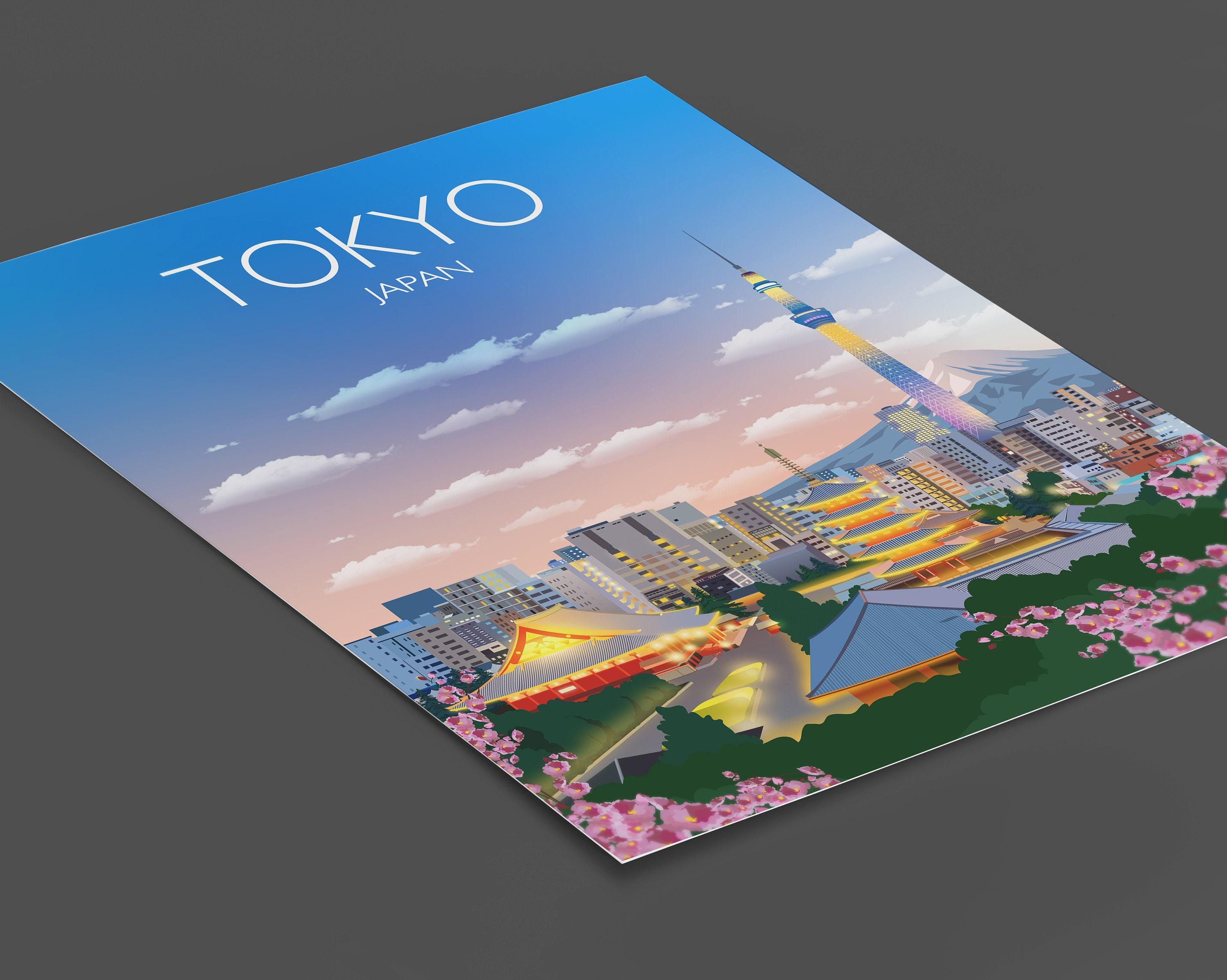 Travel Poster of Tokyo, Travel Print of Tokyo, City of Tokyo, Japan ...