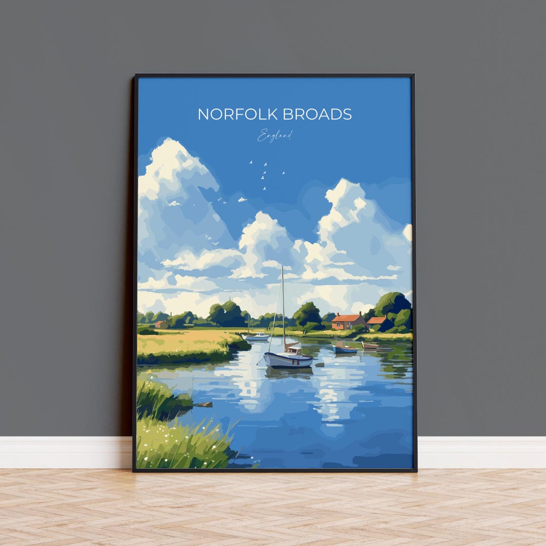 Norfolk Broads Print Wall Art, Travel Poster of Norfolk Broads, England ...