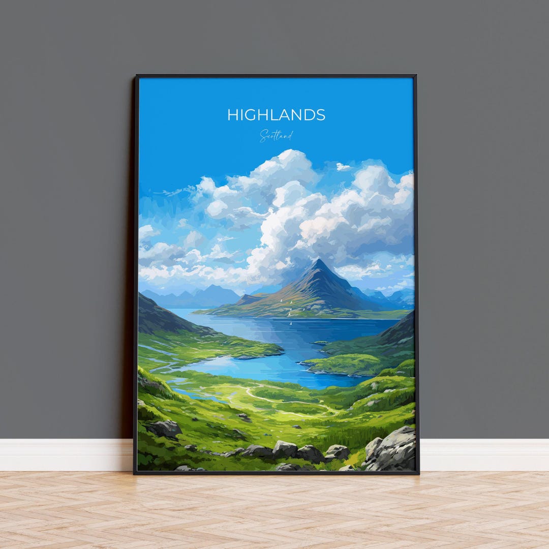 Highlands Print, Travel Poster of Highlands, Highlands Gift, Scotland ...