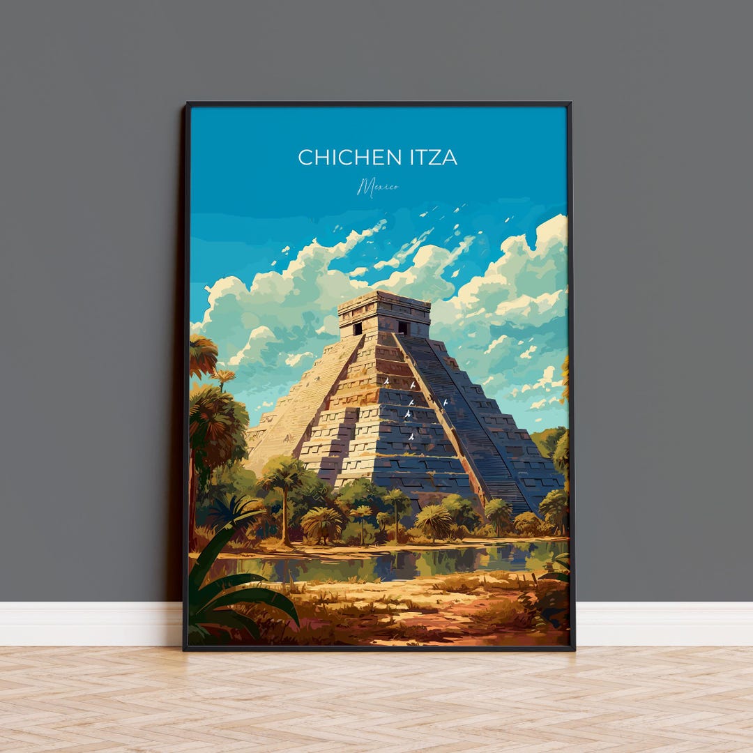 Chichen Itza Travel Print, Travel Poster of Chichen Itza, Mexico ...
