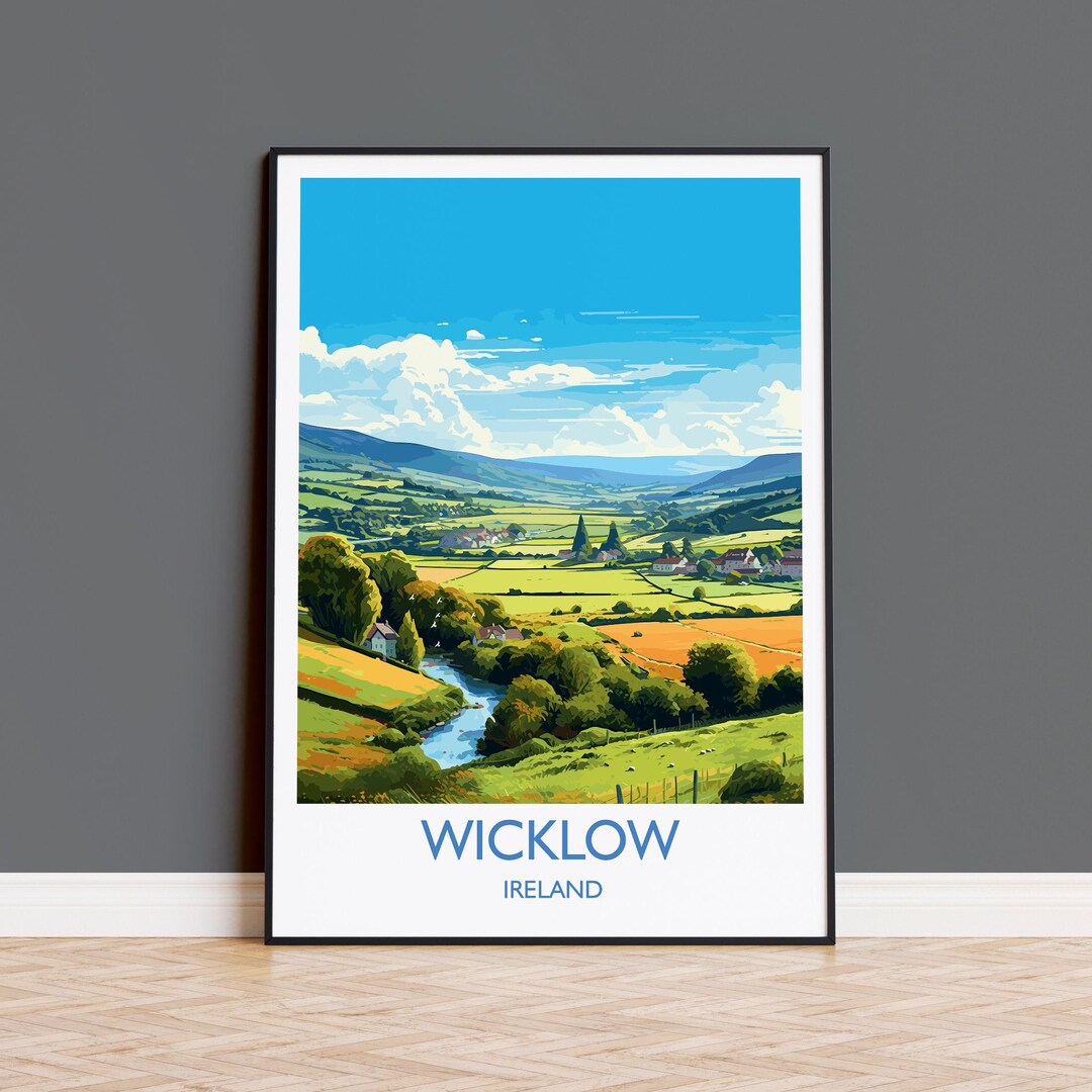 Wicklow Print, Travel Poster of Wicklow, Ireland, County Wicklow Art ...