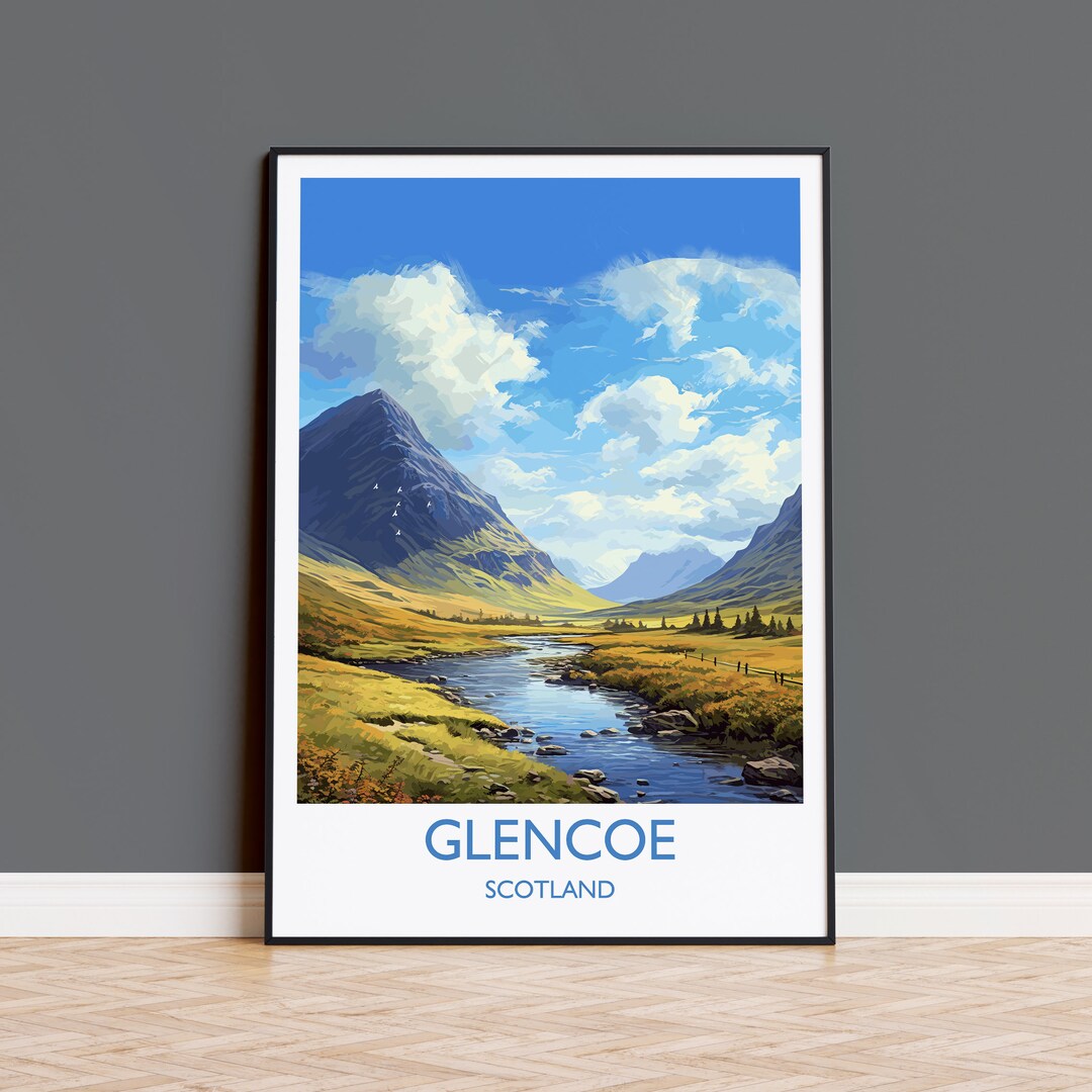 Glencoe Travel Print, Travel Poster of Glencoe, Highlands Gift ...