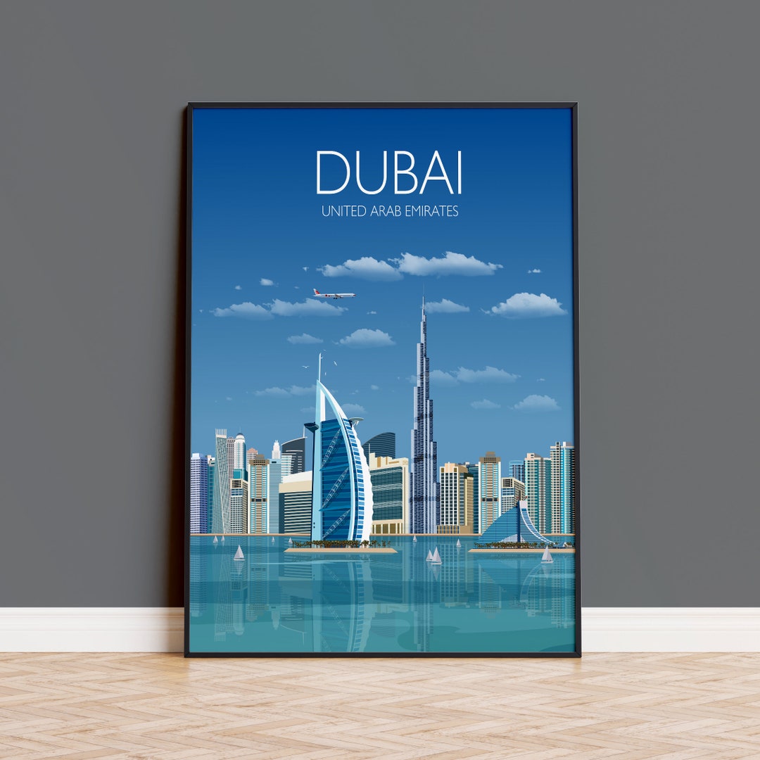 Travel Poster of Dubai, Travel Print of Dubai, City of Dubai, United ...
