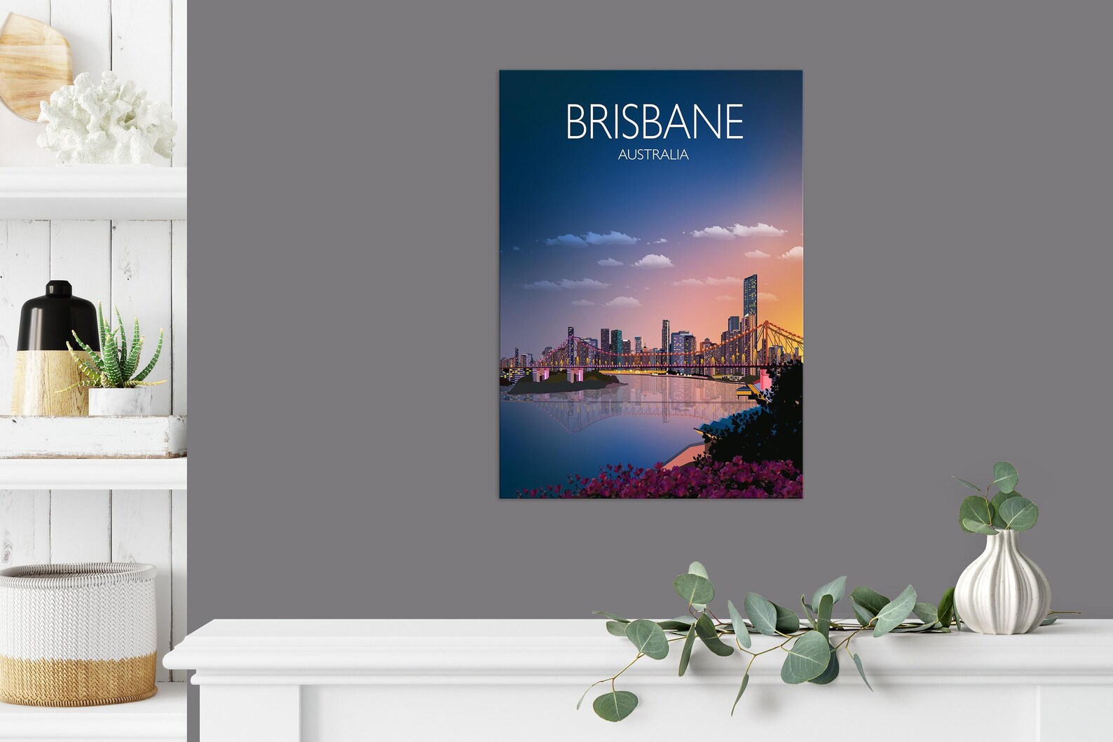 Travel Poster of Brisbane , Travel Print of Brisbane, City of Brisbane ...