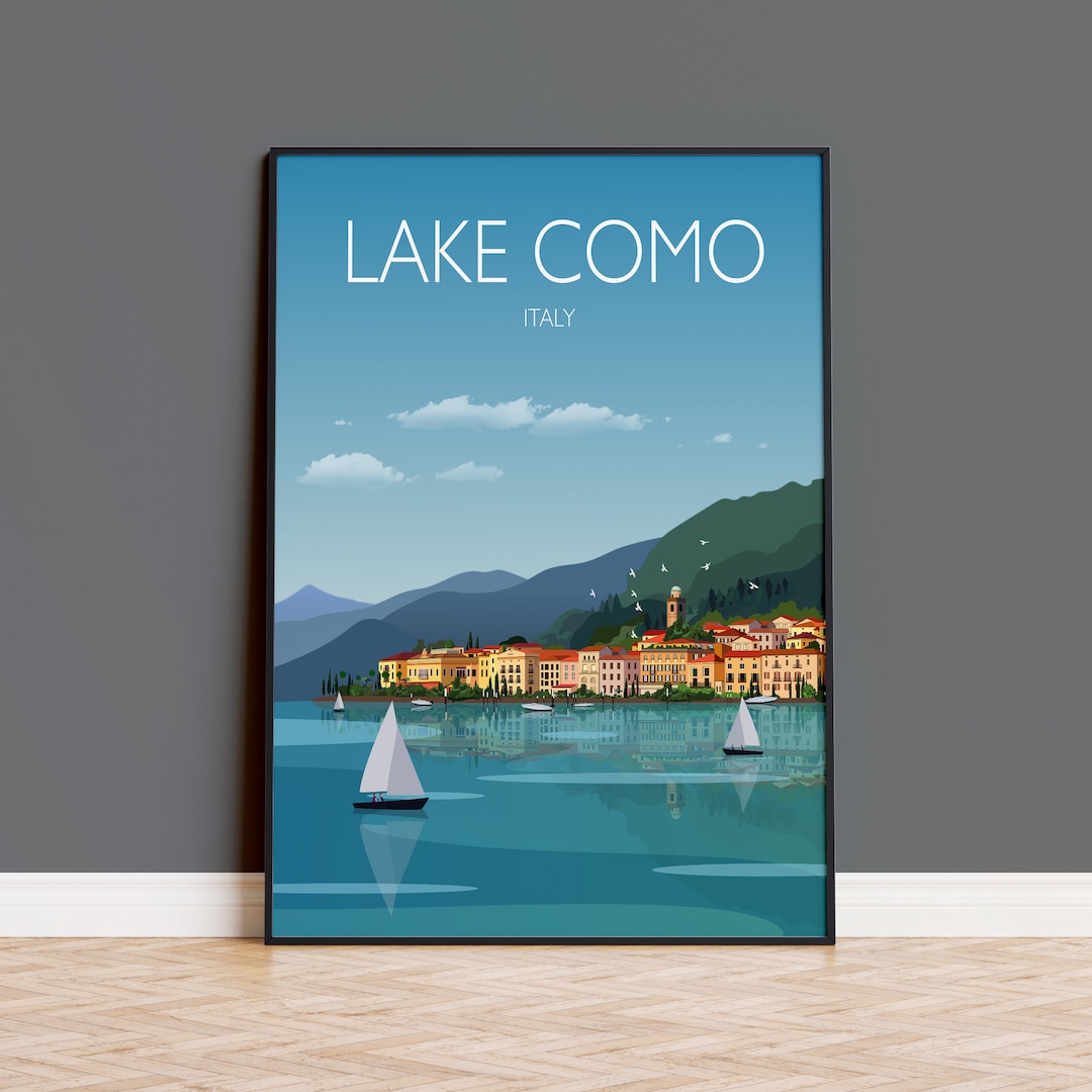 Lake Como Travel Poster Wall Art , Travel Print of Lake Como, Lake Como ...