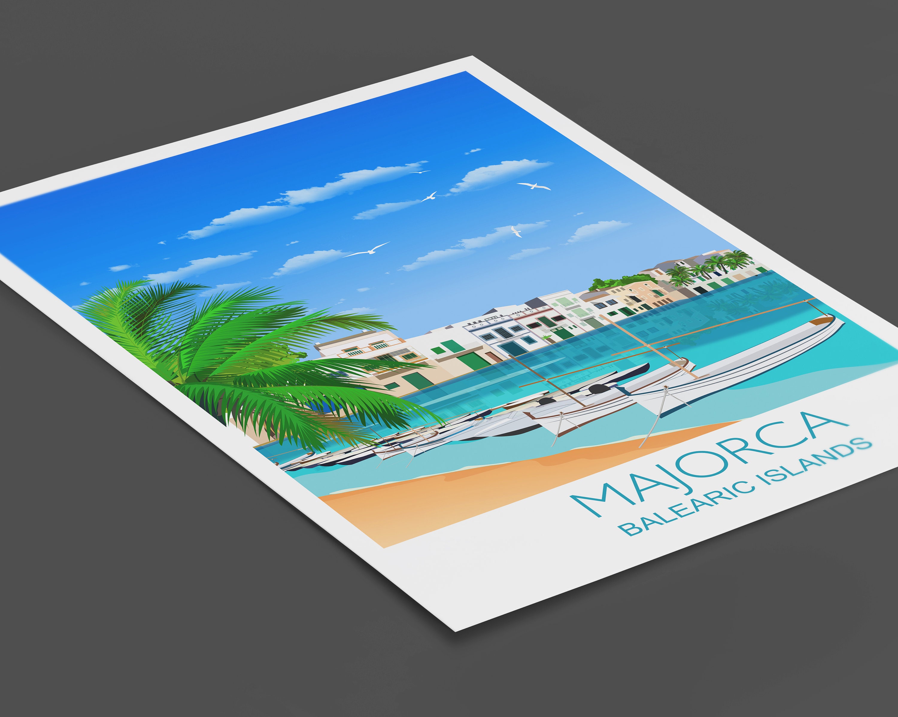 Majorca Travel Print, Travel Poster of Majorca, Balearic Islands ...