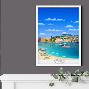 Travel Poster of Cyprus, Travel Print of Cyprus, Mediterranean Sea ...