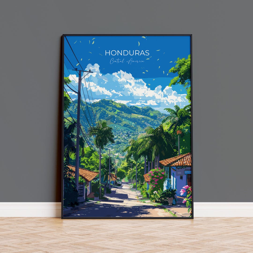 Honduras Travel Poster, Travel Print of Honduras, Central America ...