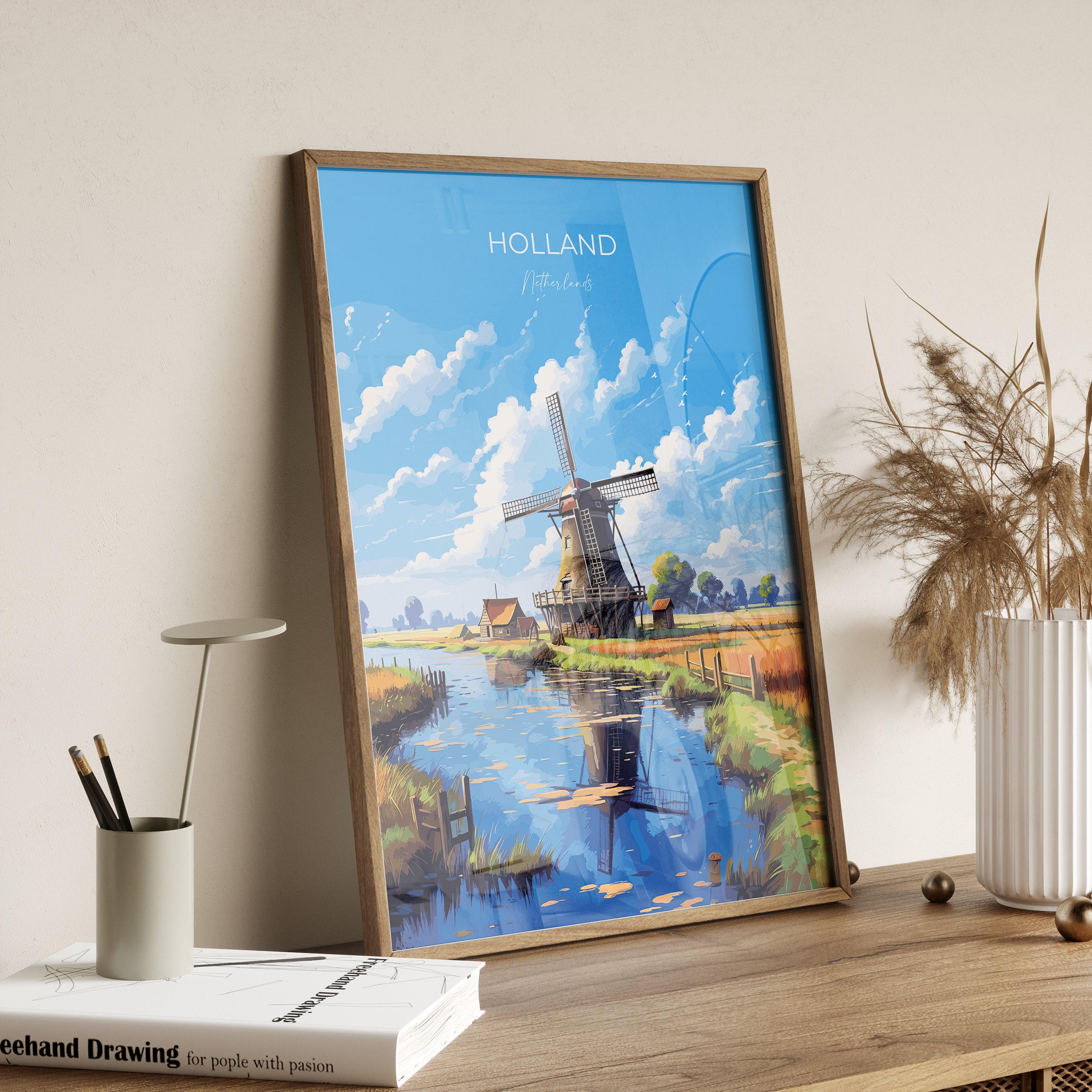 Holland Travel Poster, Travel Print of Holland, Netherlands, Dutch Art ...