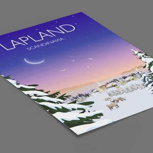 Lapland Travel Poster, Lapland Travel Print, Christmas Gift, Wedding ...