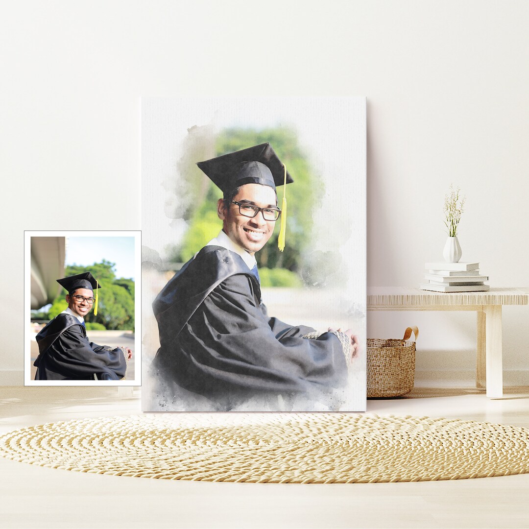 Graduation Watercolour, Portrait From Photo, Custom Gift for Daughter ...