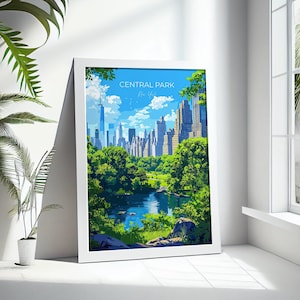 Central Park New York Travel Poster Wall Art, Travel Print of Central ...