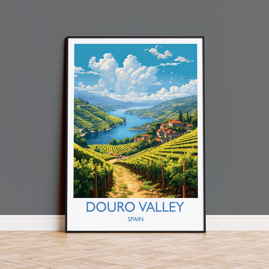 Douro Valley Travel Poster, Travel Print of Douro Valley, Spain, Wine ...