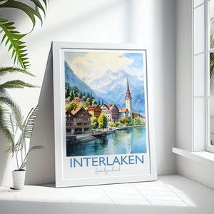 Interlaken Poster, Travel Print of Interlaken, Switzerland, Interlaken ...