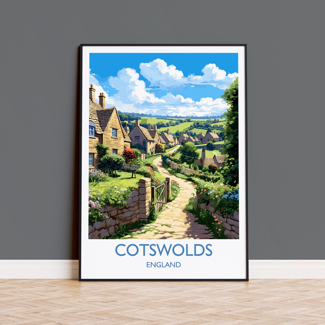 Cotswolds Print, Travel Poster of Cotswolds, England, Cotswolds Art ...