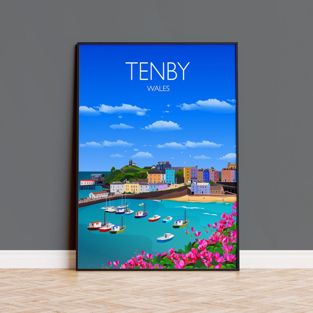 Tenby Reise Poster, Tenby Reise Poster, Wales Poster, Wales Wand Kunst ...