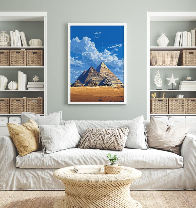 Giza Travel Poster, Travel Print of Giza, Egypt Art Lovers Gift, Giza ...