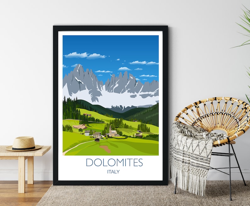 Travel Poster of Dolomites Travel Print of Dolomites Italy - Etsy
