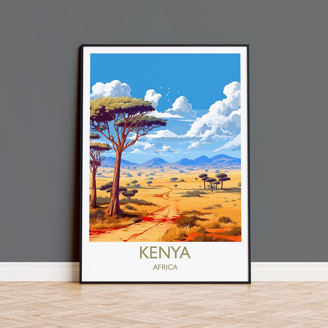 Kenya Travel Print, Travel Poster of Kenya, Kenya Gift, Africa, Africa ...