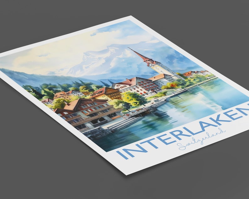 Interlaken Poster, Travel Print of Interlaken, Switzerland, Interlaken ...
