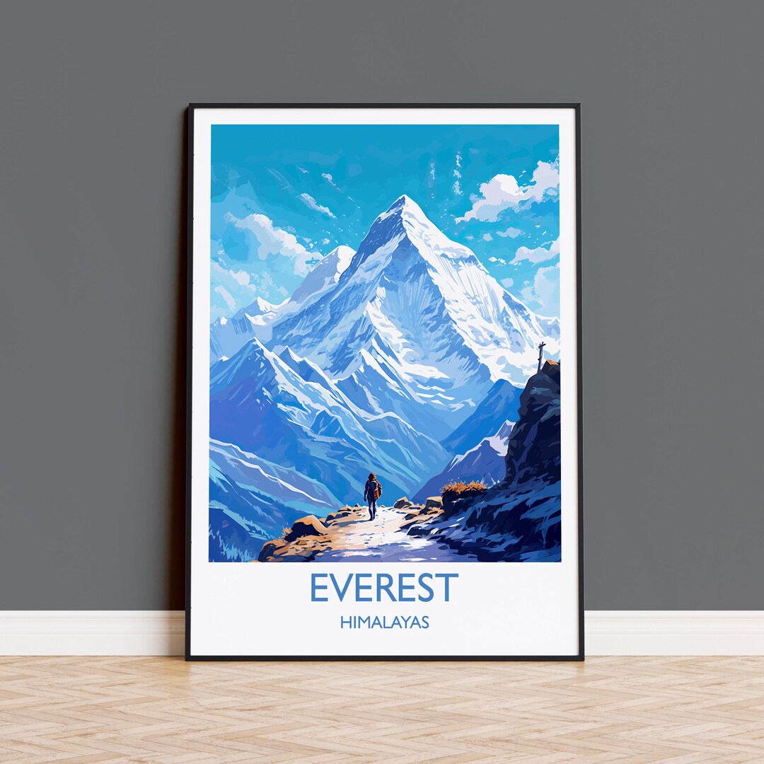 Everest Travel Poster, Travel Print of Everest, Everest Gift, Himalayas ...