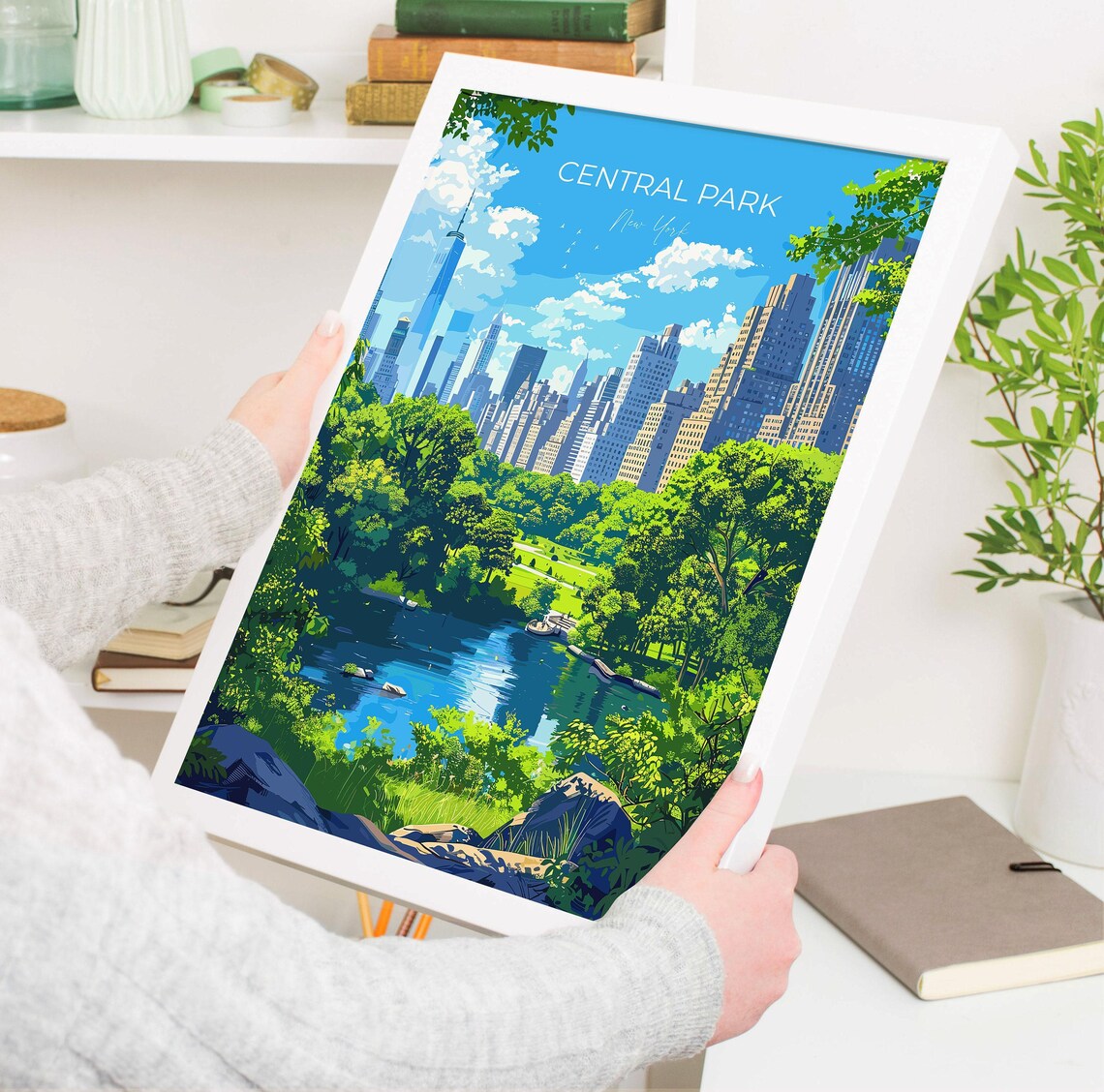 Central Park New York Travel Poster Wall Art, Travel Print of Central ...