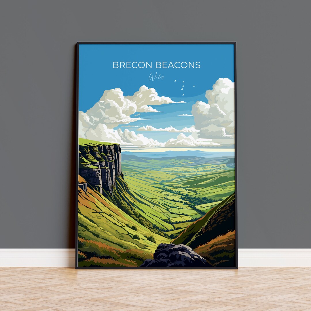 Brecon Beacons Print, Brecon Beacons Travel Poster, Wales, Welsh Art ...