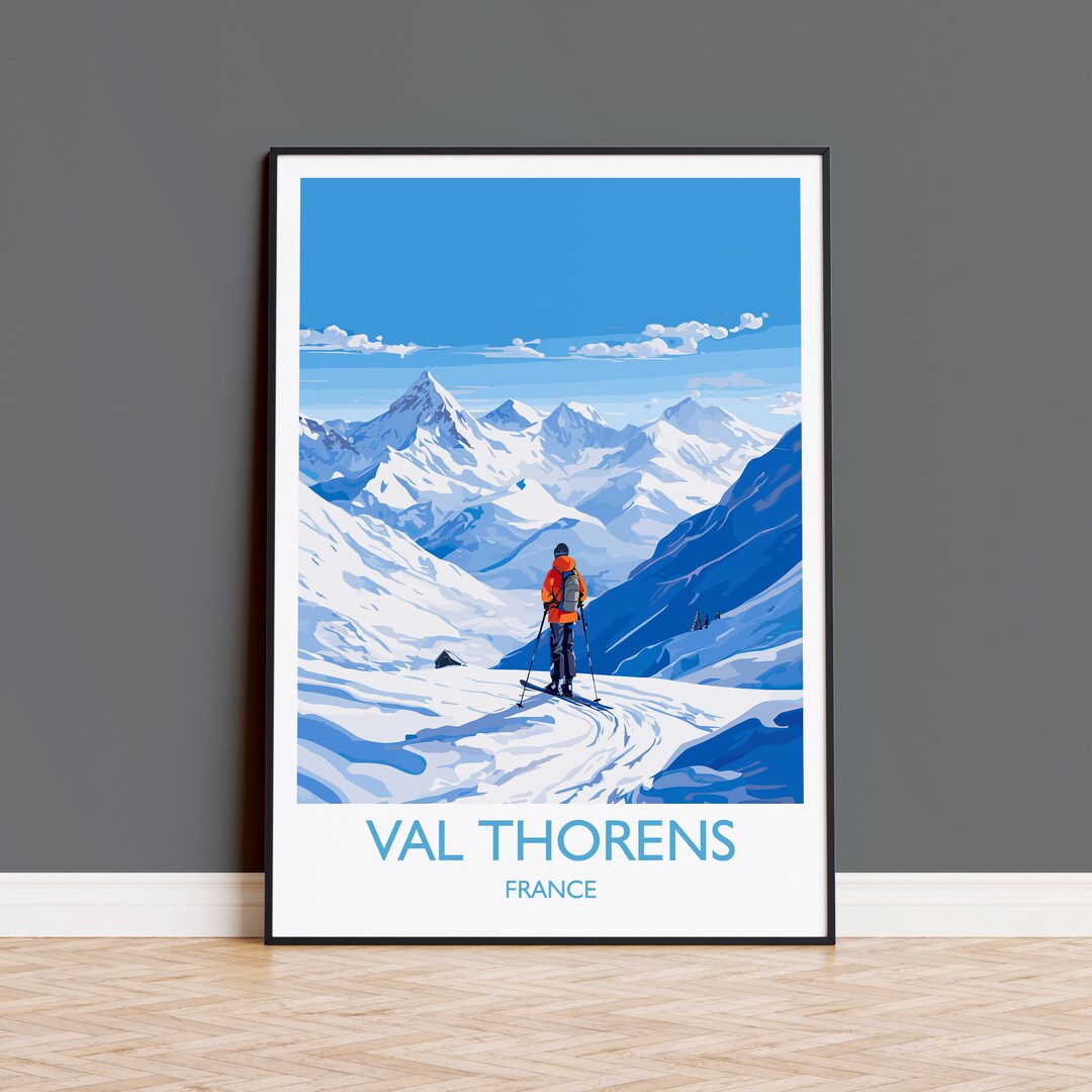 Val Thorens Wand Kunst Reise Poster, Reise Druck von Val Thorens, Ski ...