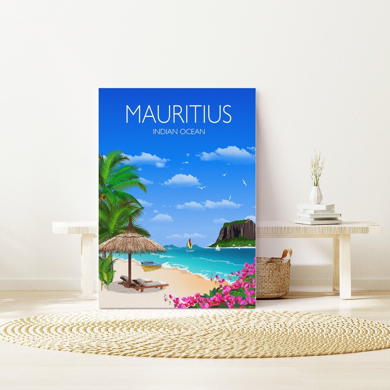 Mauritius Travel Poster Wall Art, Travel Print of Mauritius, Indian ...