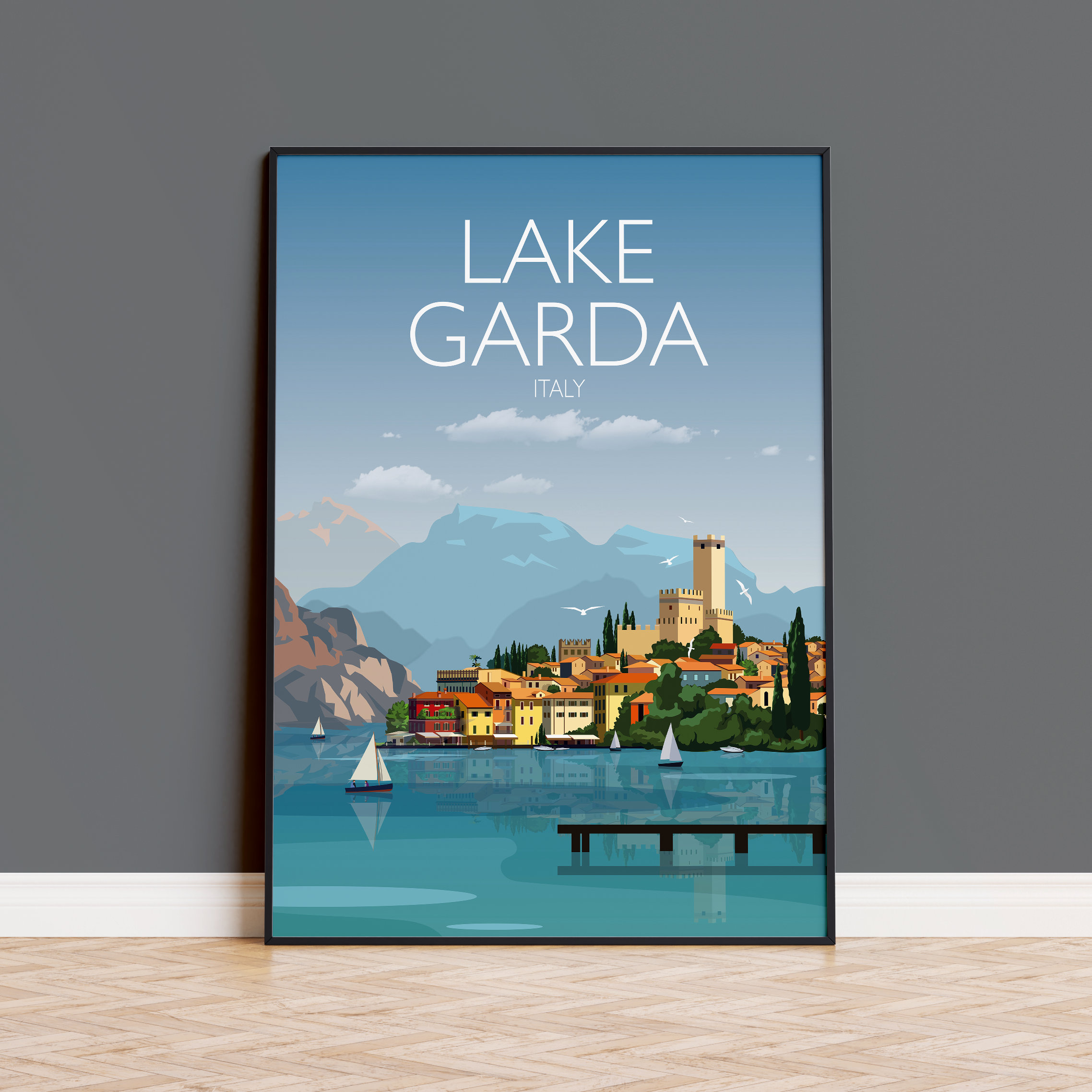 Travel Poster of Lake Garda Travel Print of Lake Garda Lake - Etsy UK