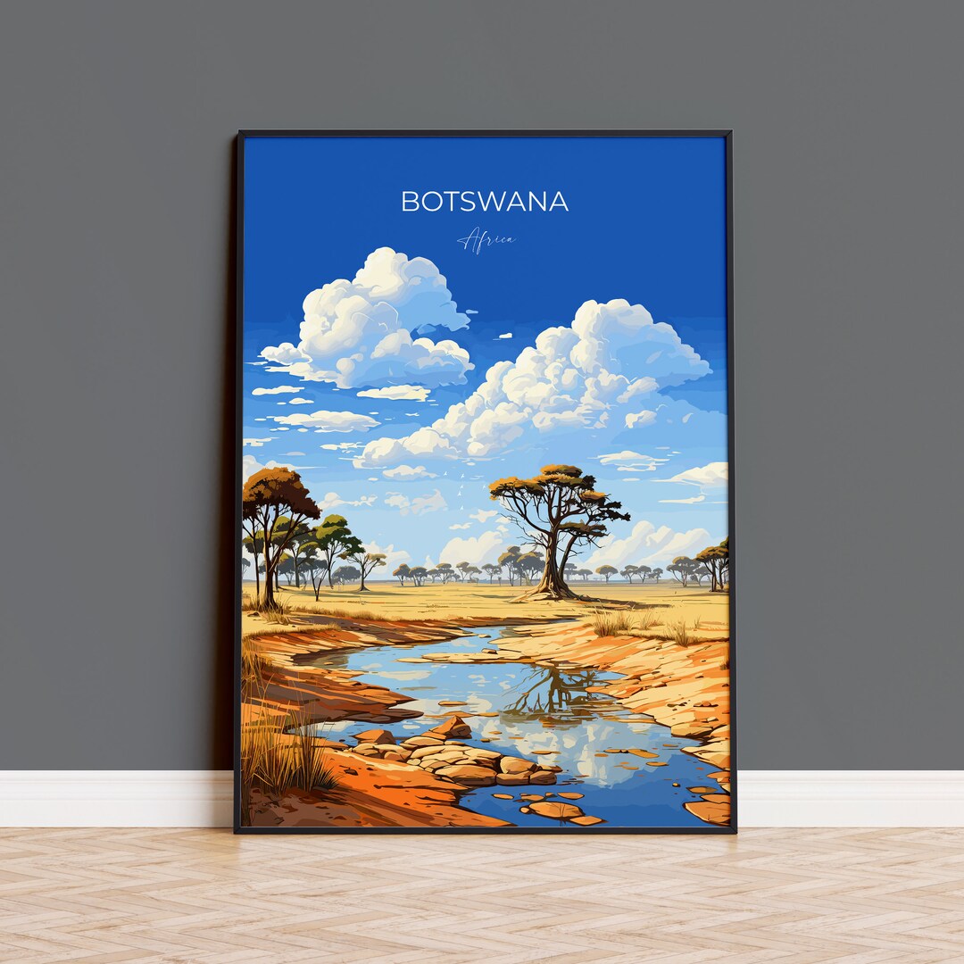 Botswana Travel Poster, Travel Print of Botswana, Botswana Gift ...
