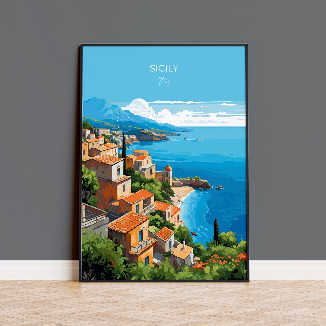 Sicily Travel Poster, Travel Print of Sicily , Italy Poster, Sicily ...