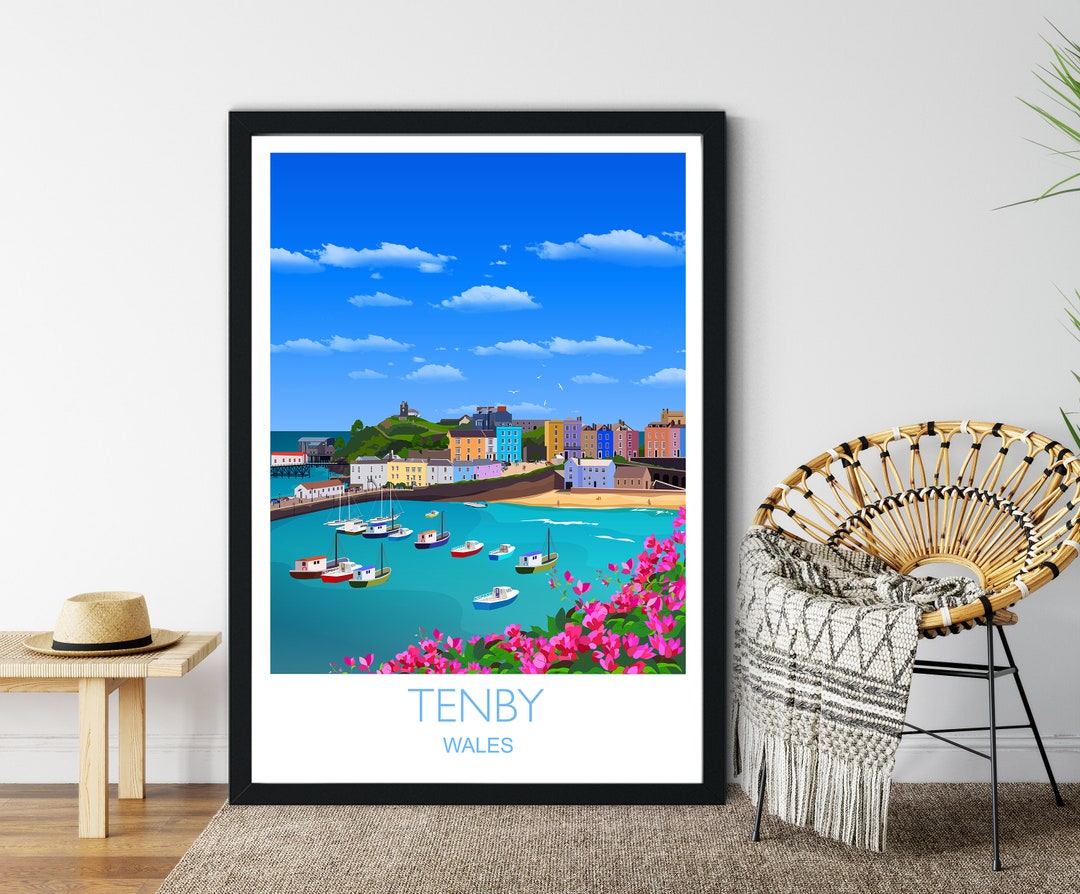 Travel Poster of Tenby, Travel Print of Tenby, Wales Poster, Wales ...