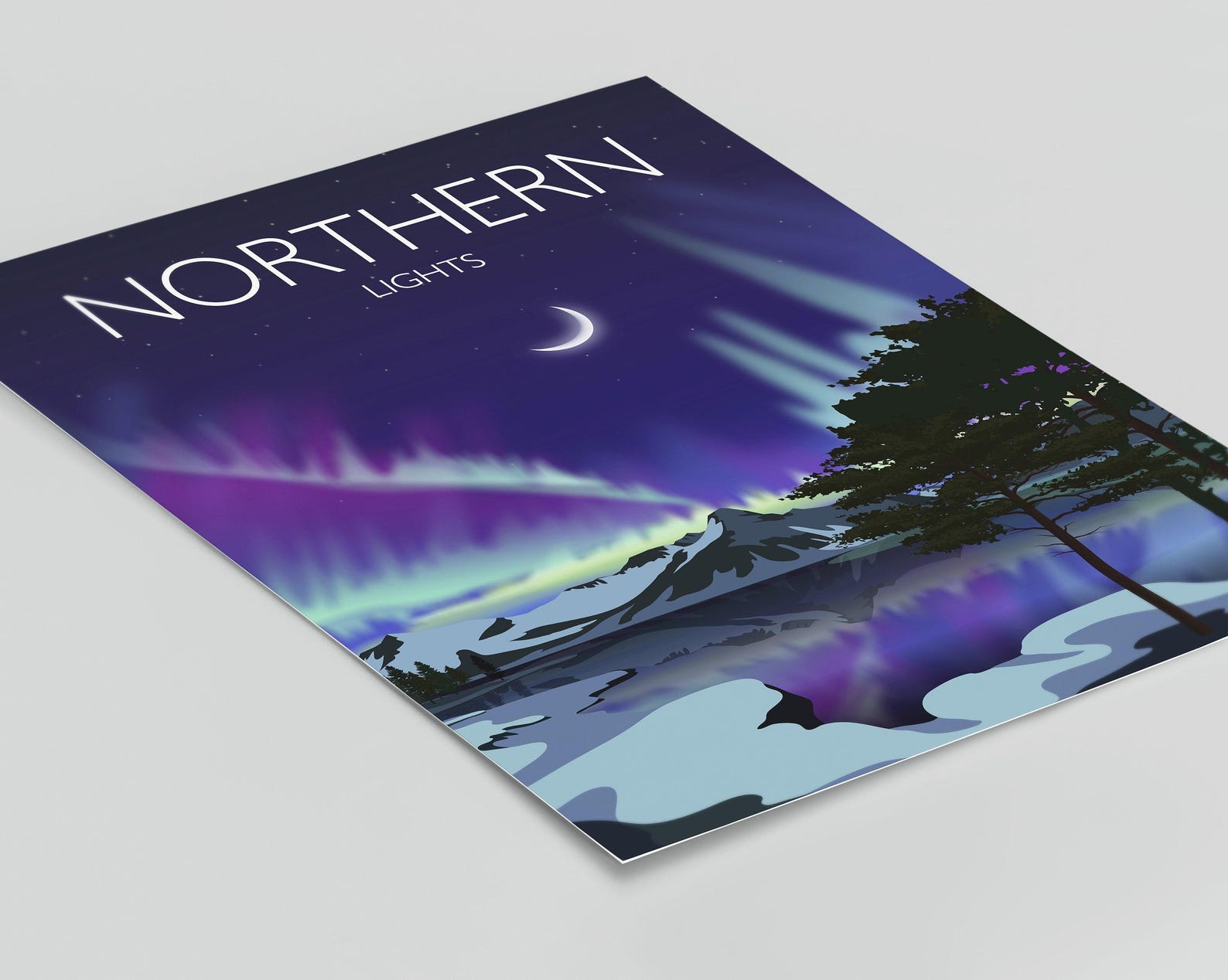 Northern Lights Travel Poster, Aurora Borealis Travel Print, Northern ...
