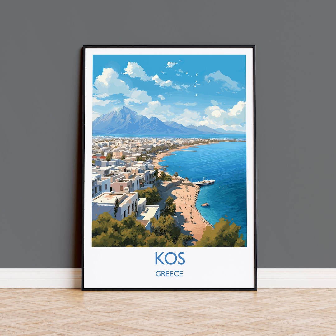 Kos Travel Print, Travel Poster of Kos, Greece Gift, Greek Islands Art ...