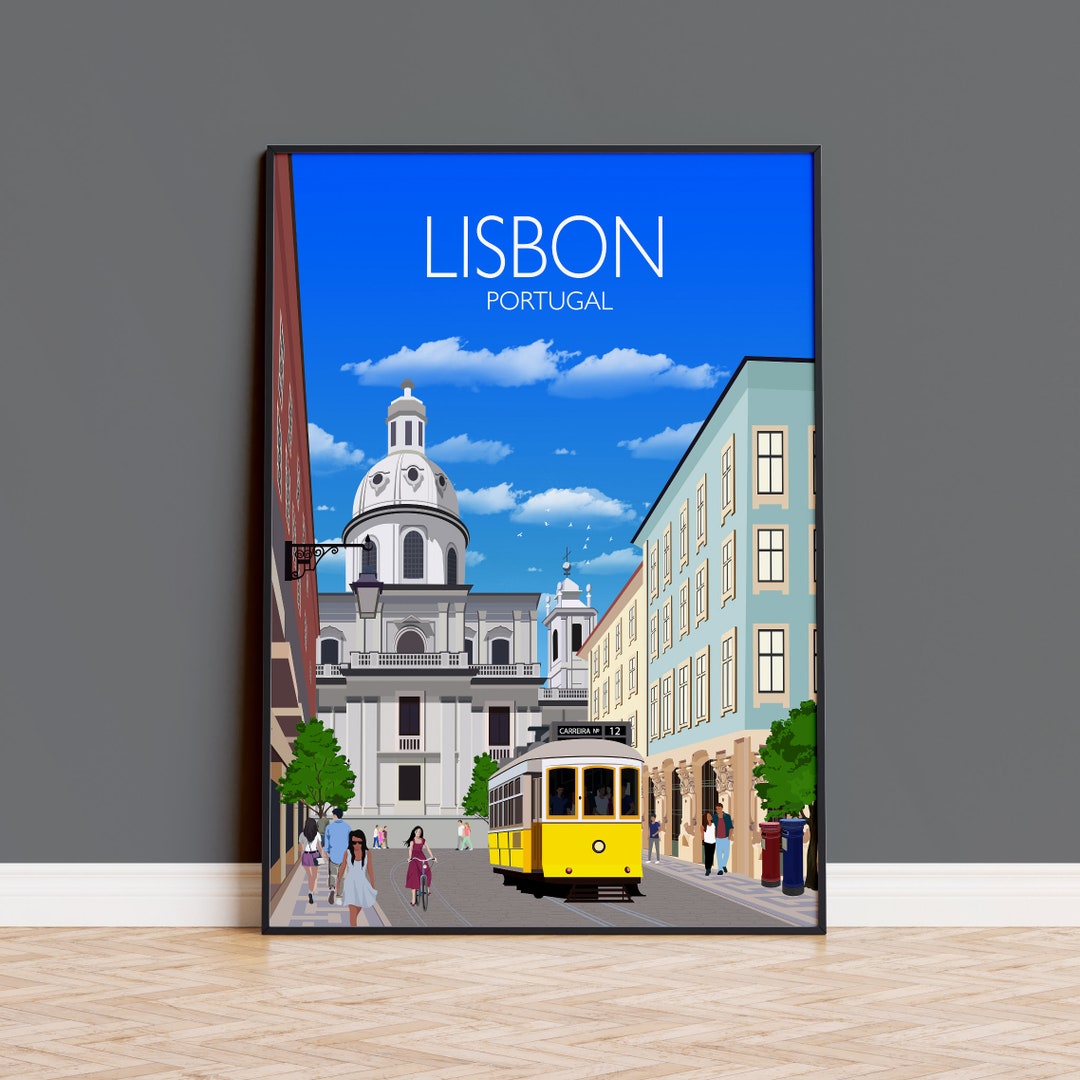 Travel Poster of Lisbon, Travel Print of Lisbon, Lisbon Portugal ...