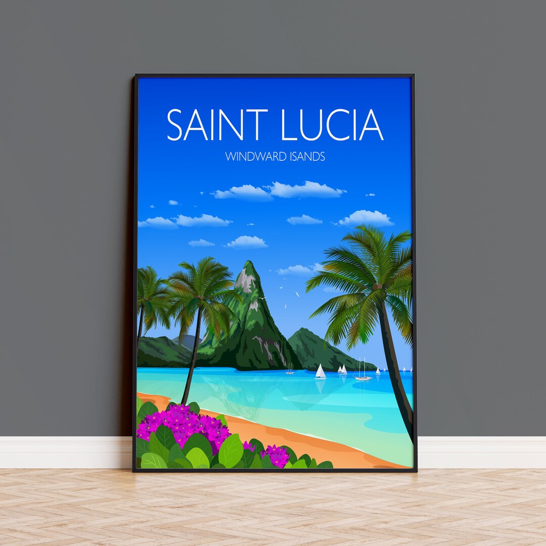Travel Poster of Saint Lucia, Travel Print of Saint Lucia, Windward ...