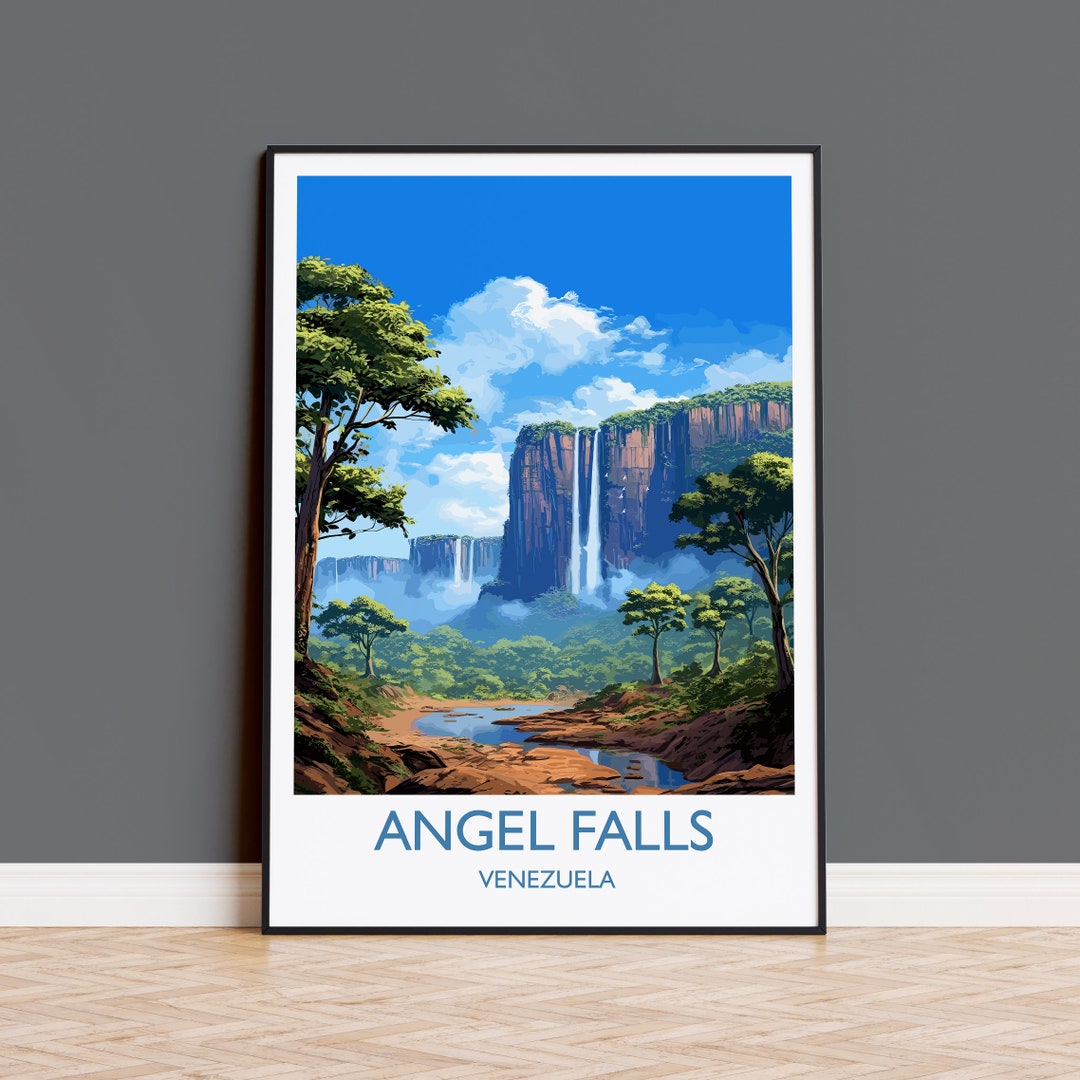 Angel Falls Print, Travel Poster of Angel Falls, Venezuela Art, Angel ...