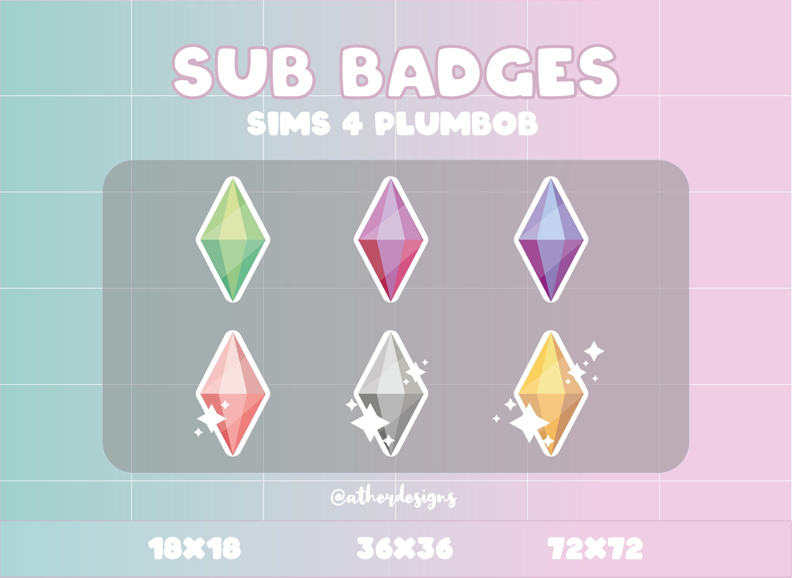 Twitch Sub Bit Badges Sims 4 Plumbob Sub Badges For Streamers Kawaii Stream Emotes Etsy