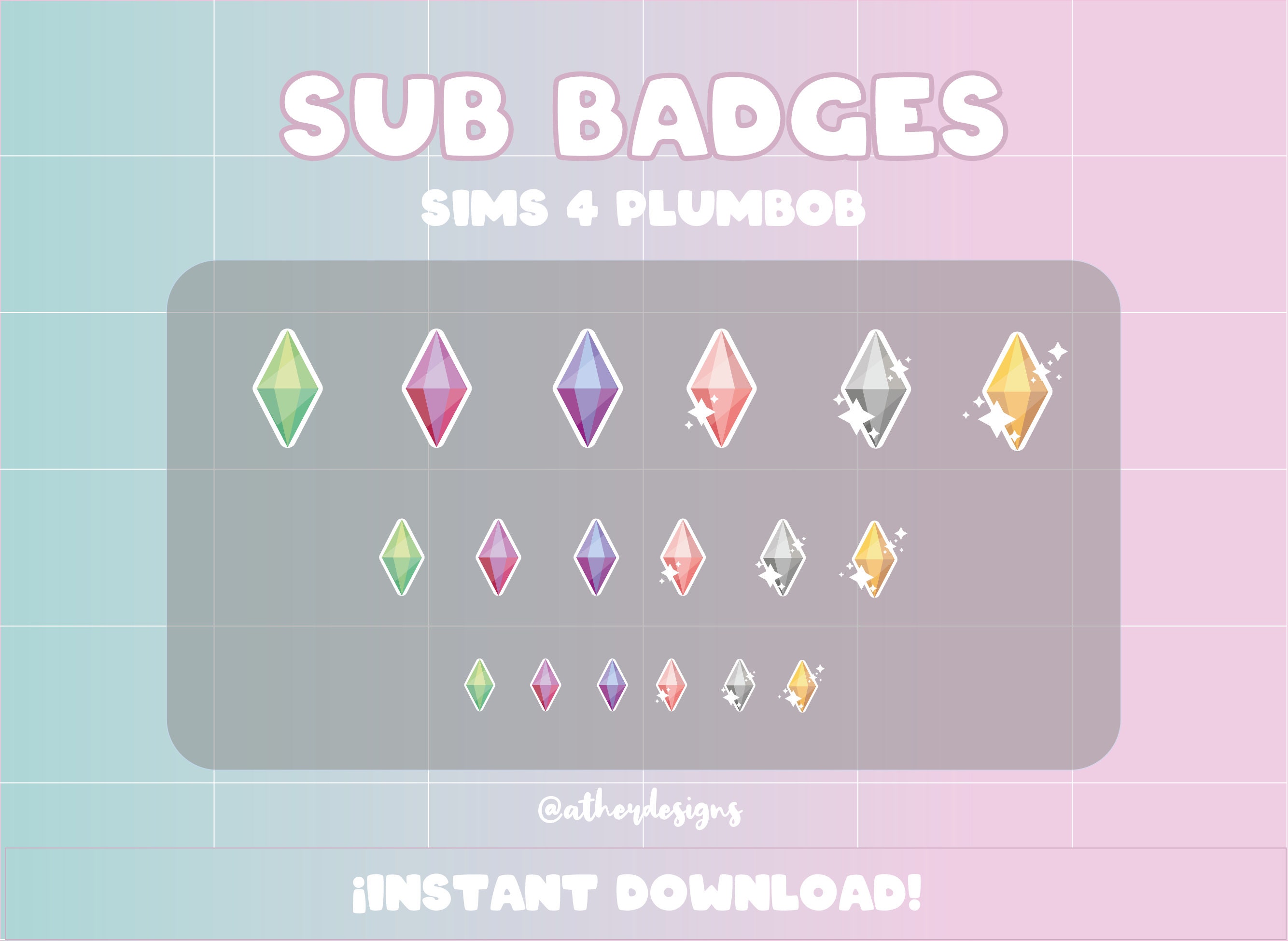 Twitch Sub Bit Badges // Sims 4 Plumbob Sub Badges for Streamers ...